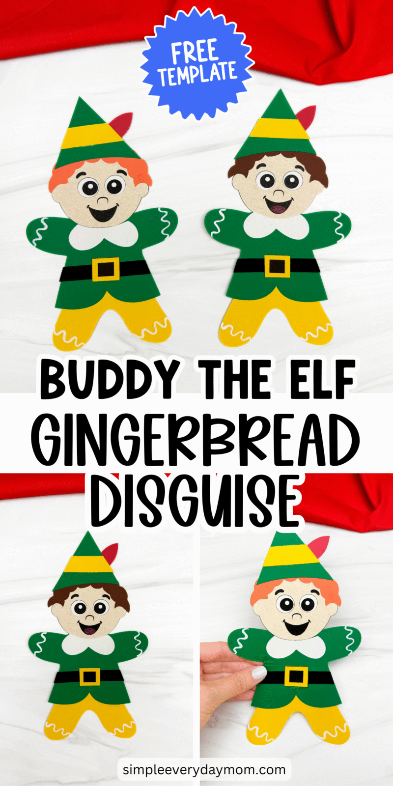Buddy the Elf Gingerbread Man Craft for Kids [Free PDF Template]