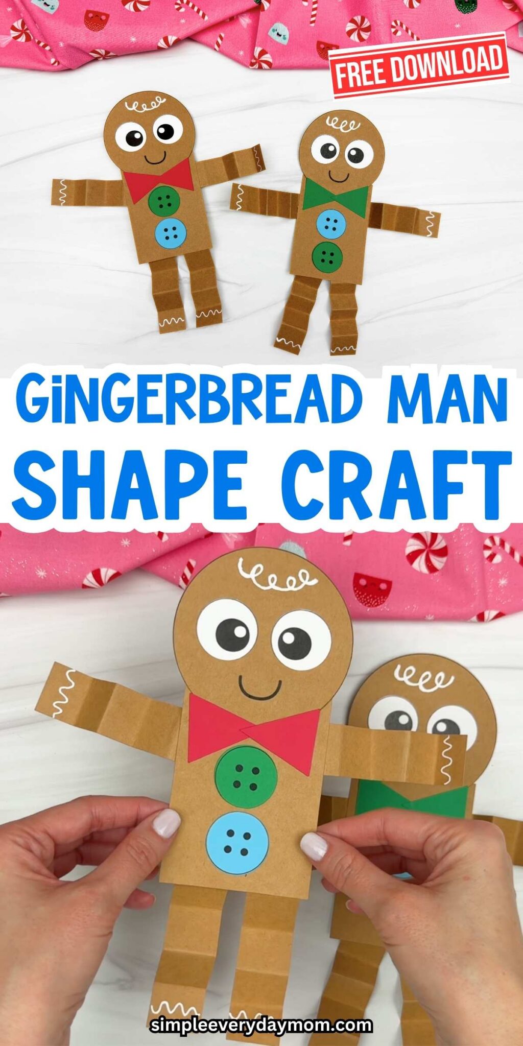 Gingerbread Man Shape Craft for Kids [Free PDF Template]