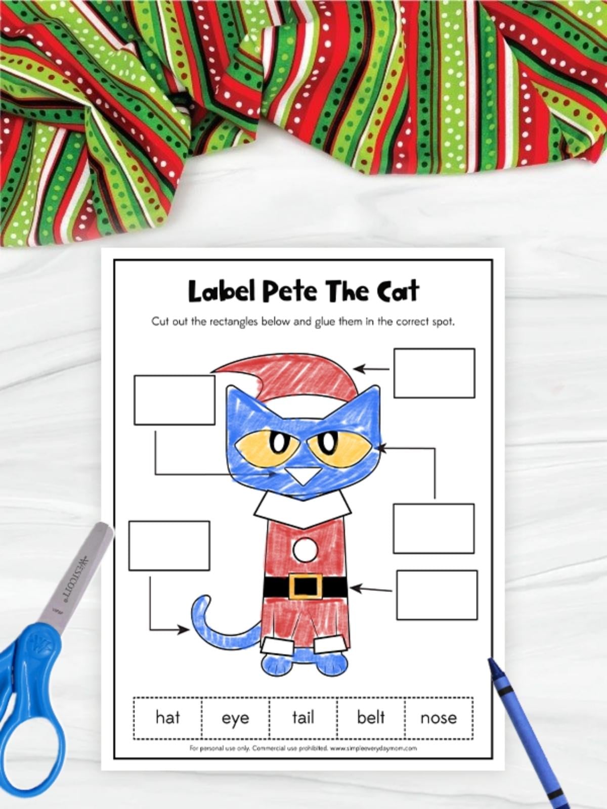Free Printable Pete The Cat Saves Christmas Worksheets