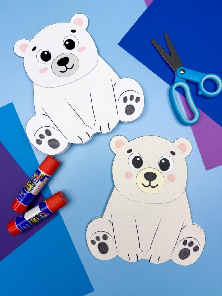Easy Polar Bear Shape Craft (Free Template)