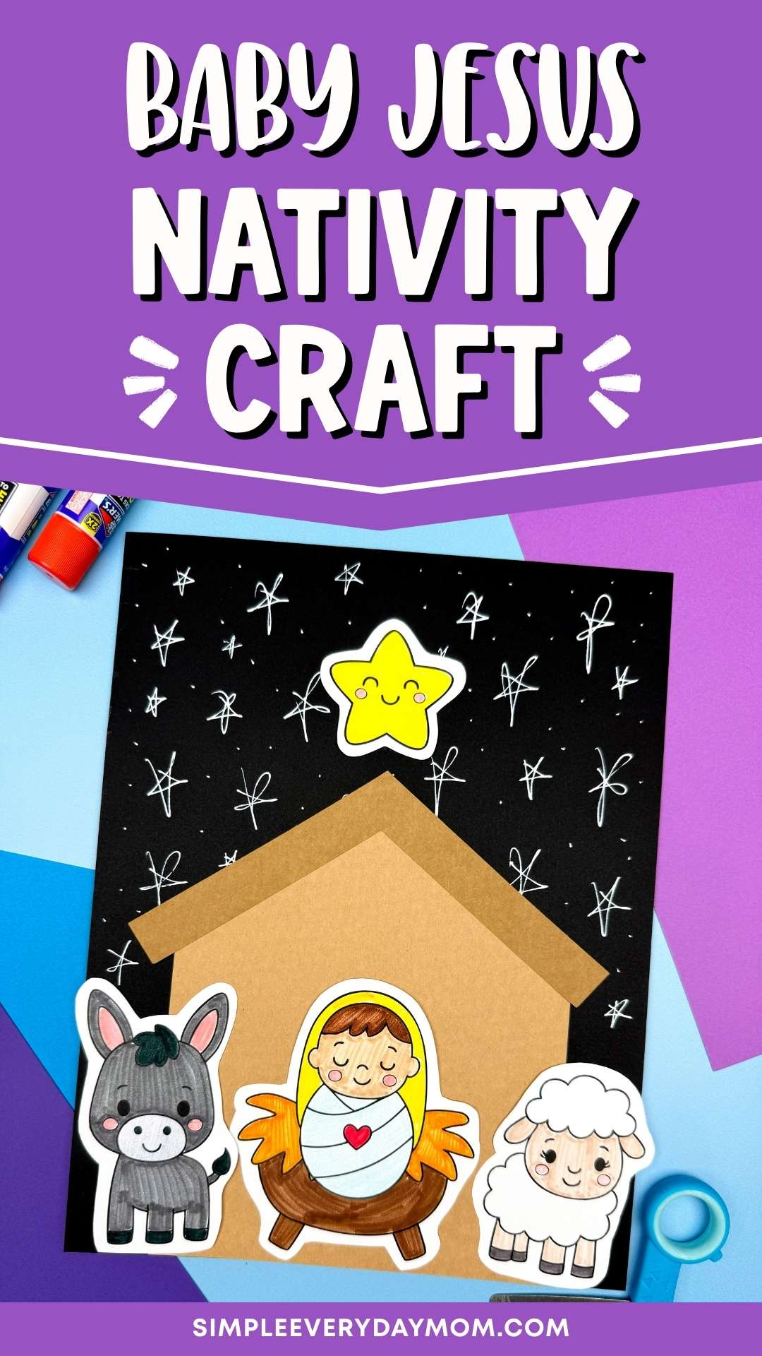 Baby Jesus In A Manger Craft for Kids [Free PDF Template]