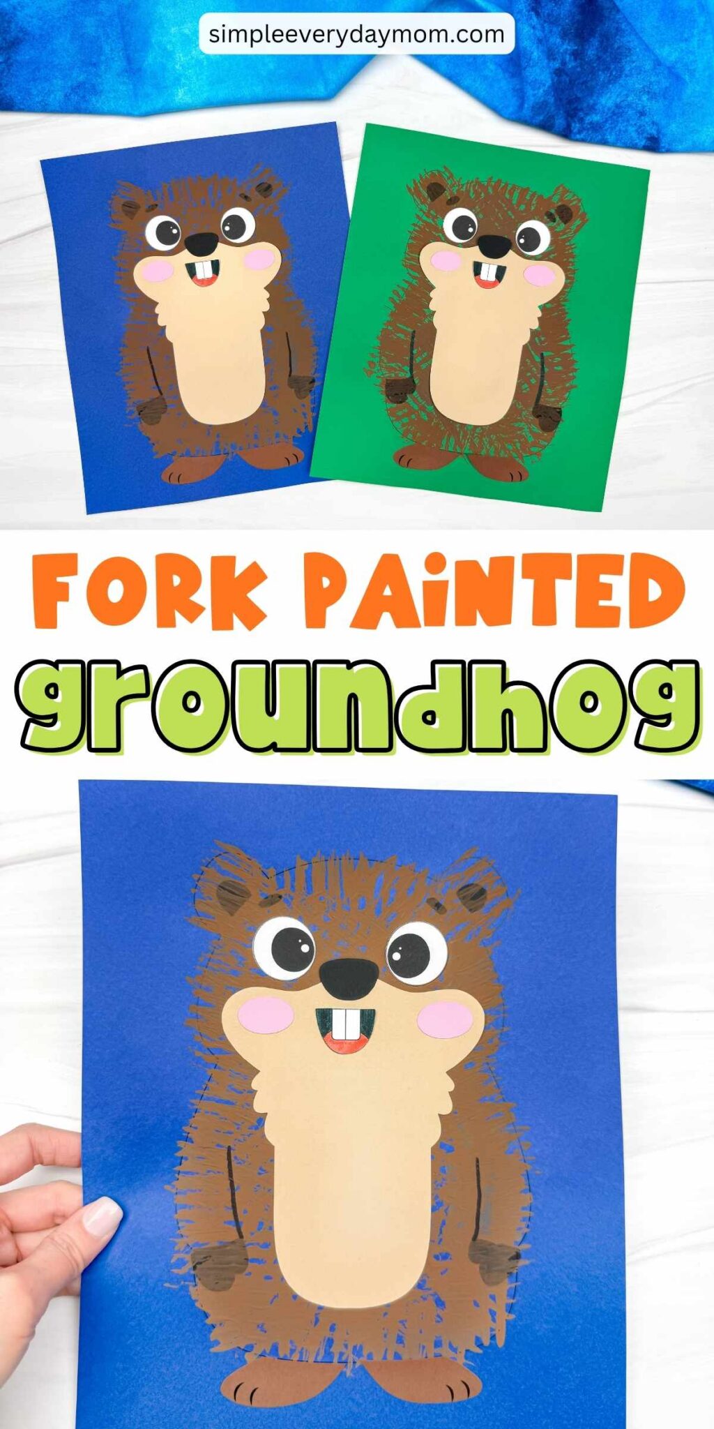 Groundhog Fork Painting for Kids [Free PDF Template]