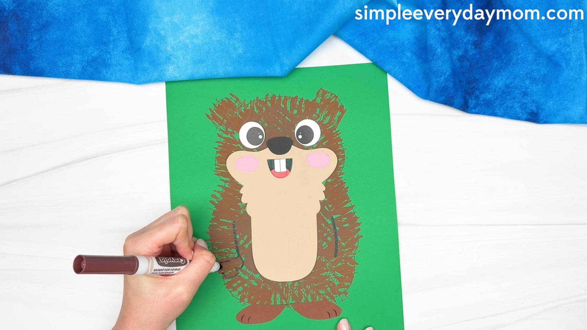 Groundhog Fork Painting for Kids [Free PDF Template]