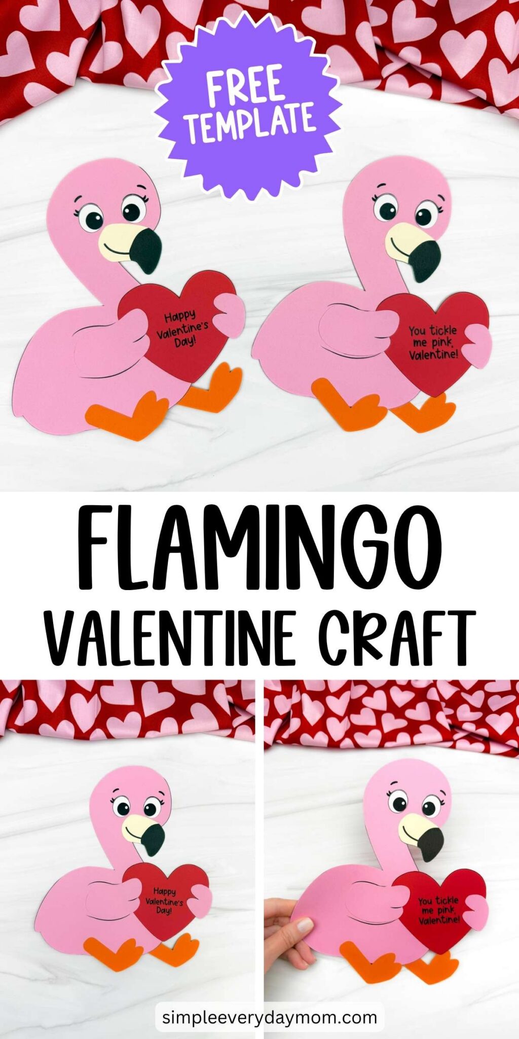 Flamingo Valentine Craft for Kids [Free PDF Template]