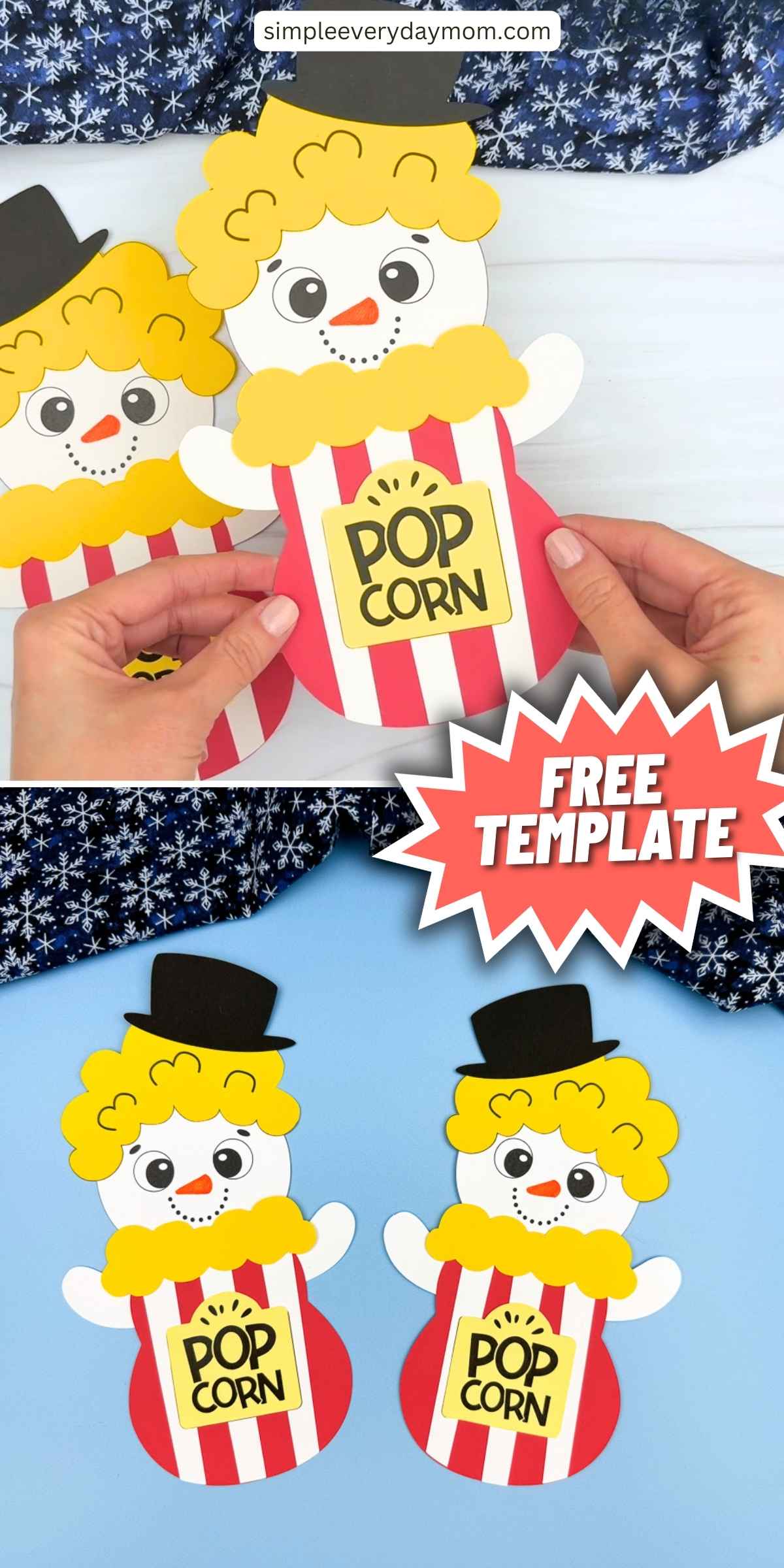 Popcorn Snowman Disguise Craft for Kids [Free PDF Template]