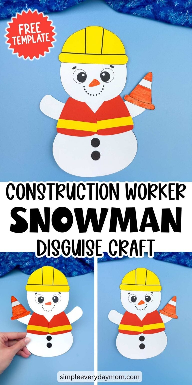 Construction Worker Snowman Disguise for Kids [Free Template]