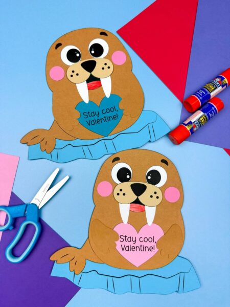 Walrus Valentine Craft for Kids [Free Printable Template]