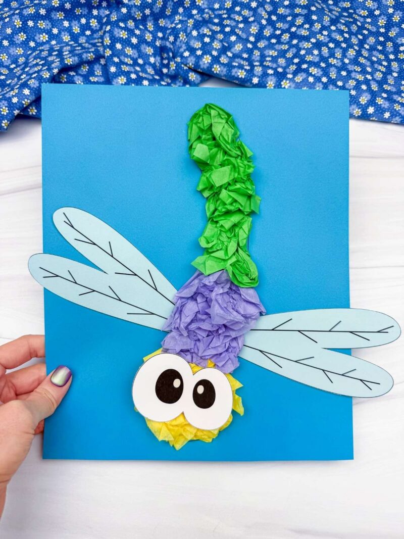 Dragonfly Tissue Paper Craft for Kids [Free PDF Template]