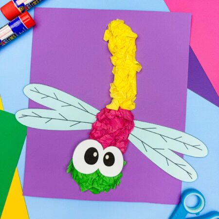 Dragonfly Tissue Paper Craft for Kids [Free PDF Template]