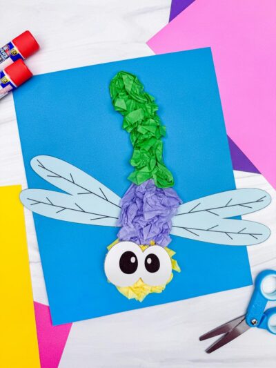 Dragonfly Tissue Paper Craft for Kids [Free PDF Template]