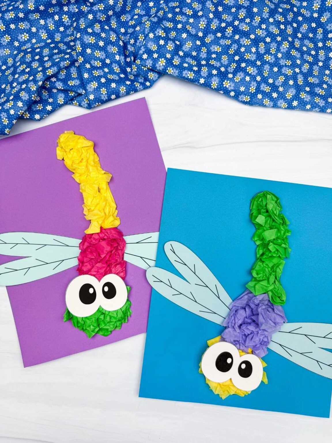 Dragonfly Tissue Paper Craft for Kids [Free PDF Template]