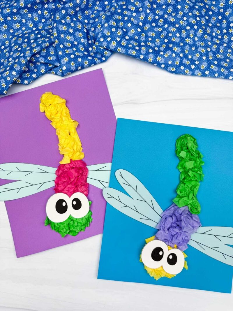 Dragonfly Tissue Paper Craft for Kids [Free PDF Template]