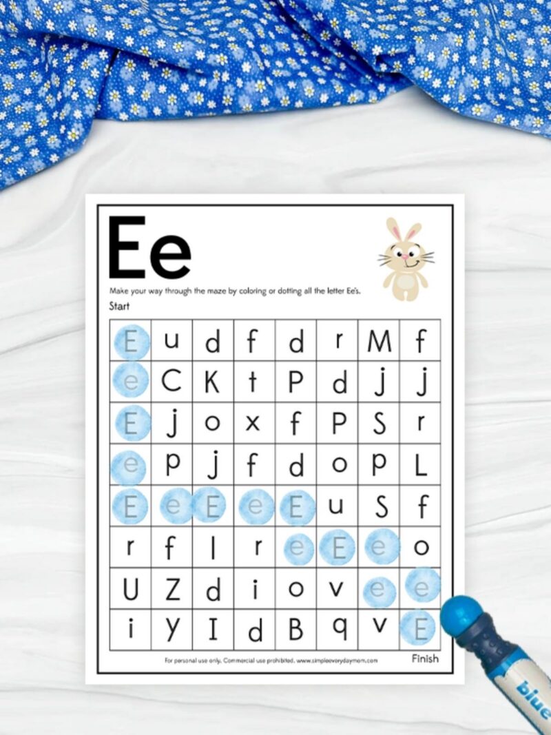 Free Printable Easter Bunny Letter Maze For Pre-K