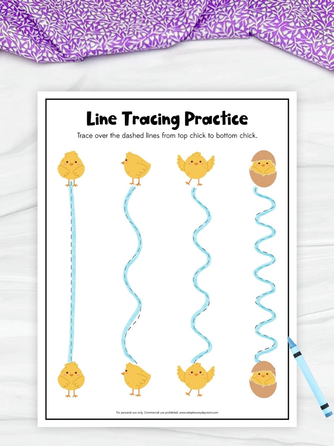 Printable Chick Tracing Worksheets For Kindergarten