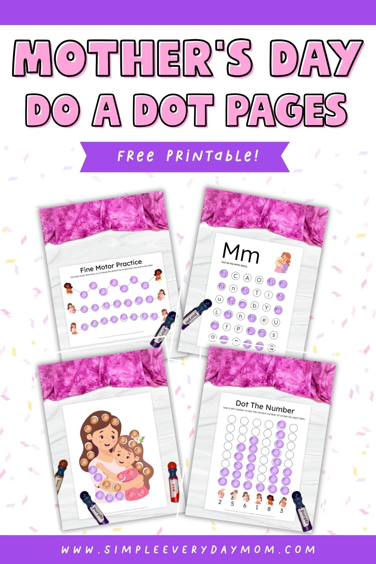 Free Mother's Day Dot Marker Printables For Kids