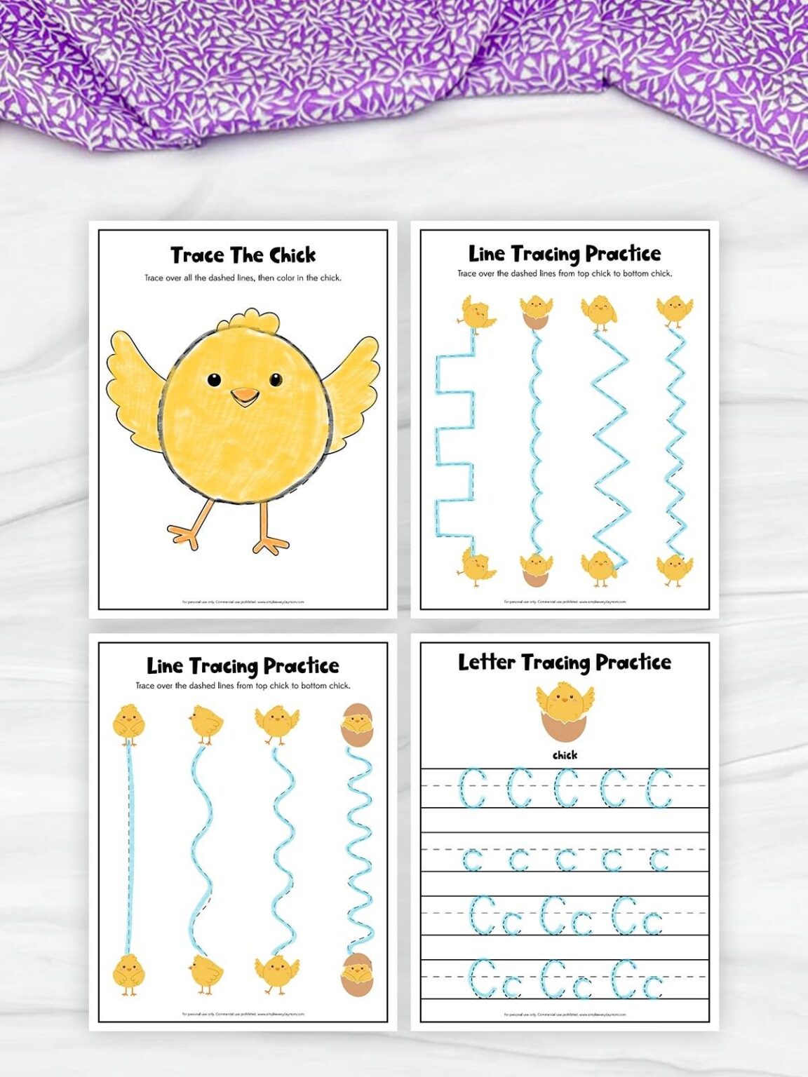 Printable Chick Tracing Worksheets For Kindergarten