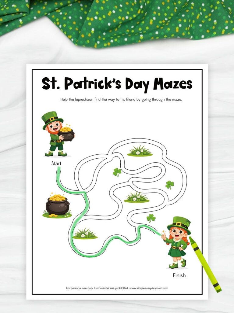 Free St. Patrick's Day Mazes For Preschoolers