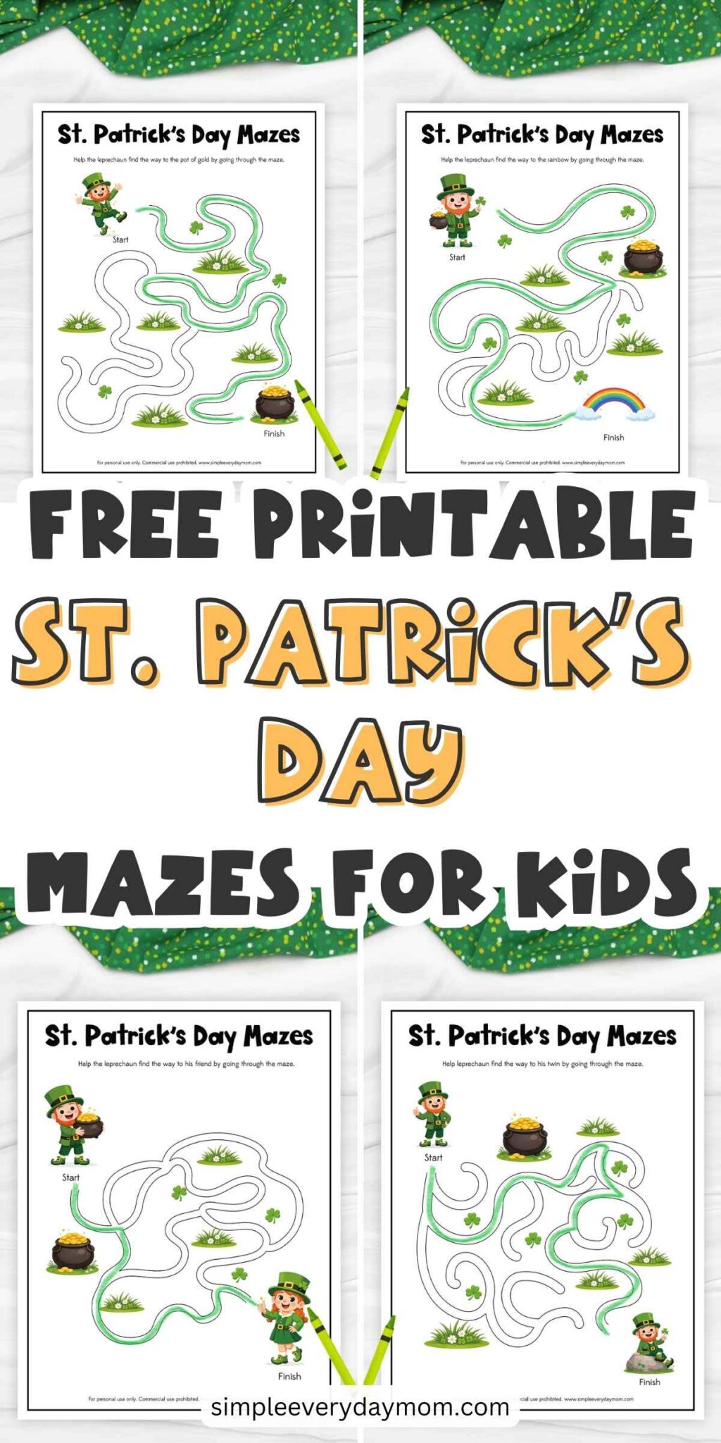 Free St. Patrick's Day Mazes For Preschoolers