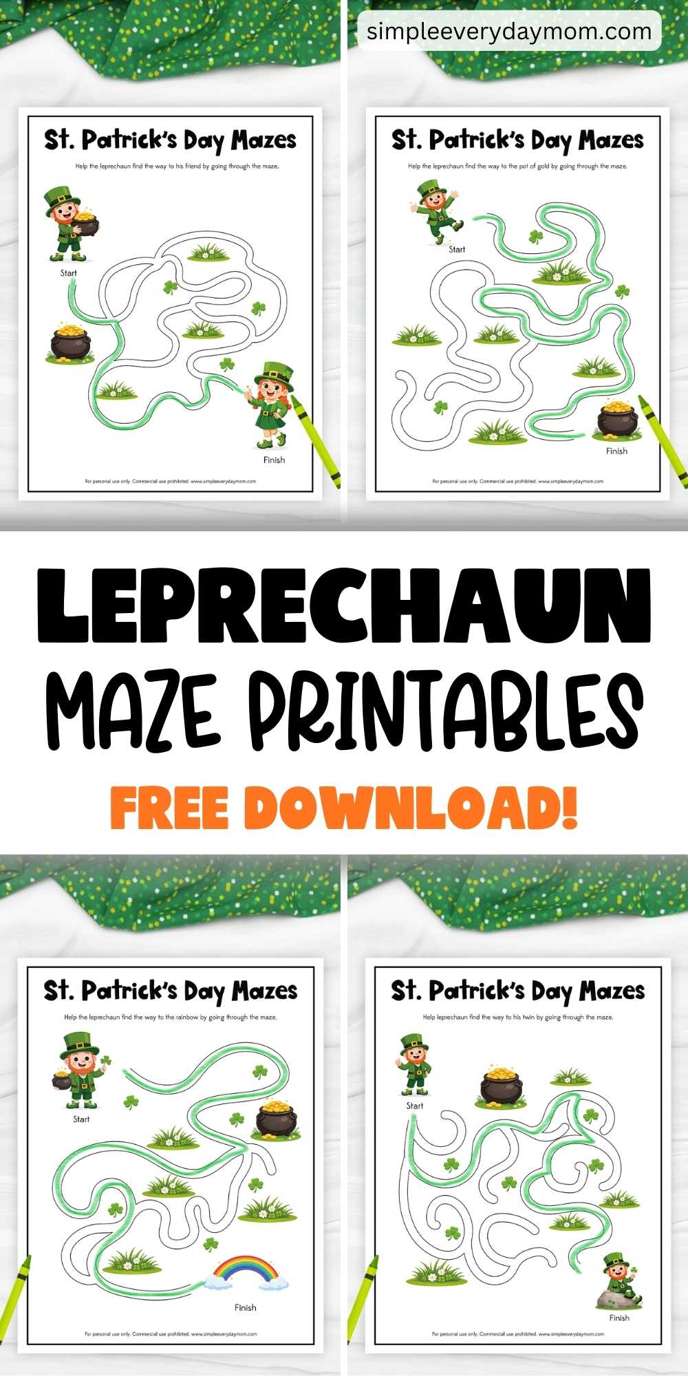 Free St. Patrick's Day Mazes For Preschoolers