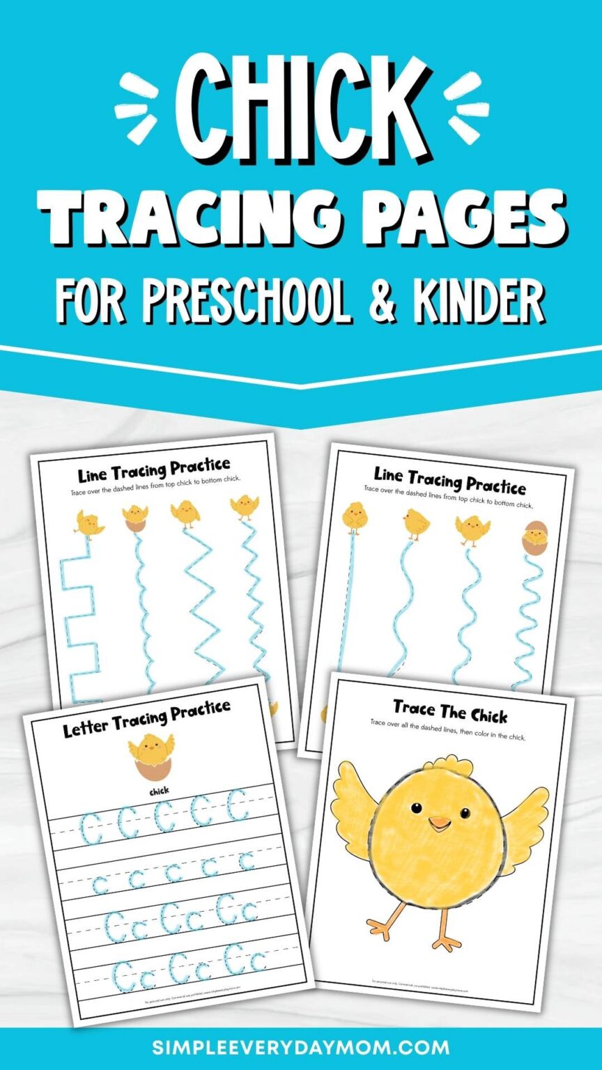 Printable Chick Tracing Worksheets For Kindergarten