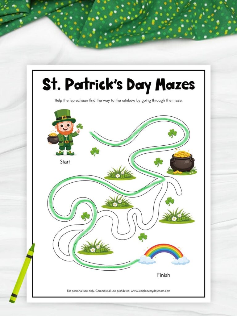Free St. Patrick's Day Mazes For Preschoolers