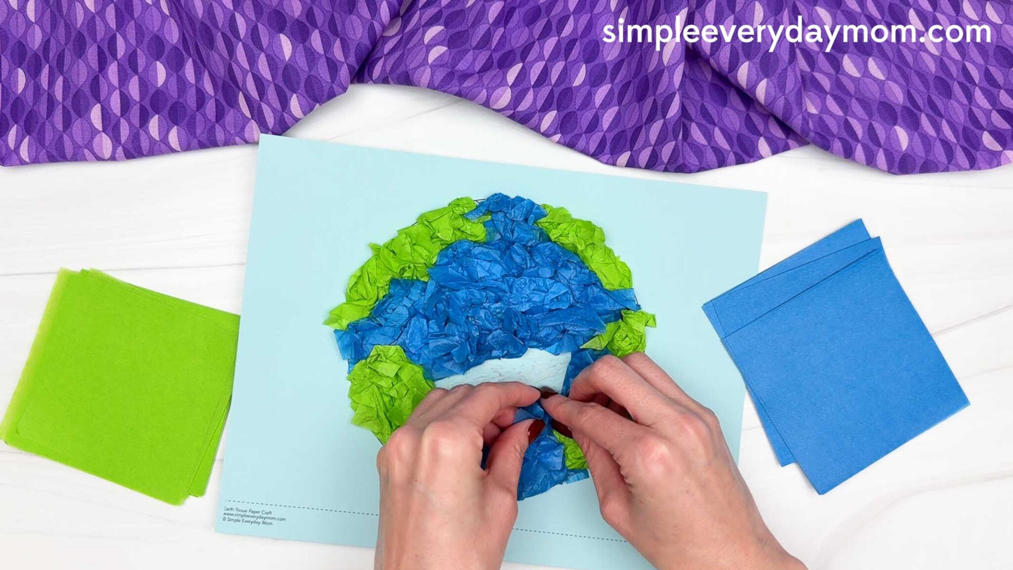 Earth Tissue Paper Craft for Kids [Free PDF Template]