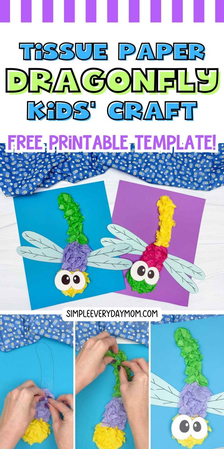 Dragonfly Tissue Paper Craft for Kids [Free PDF Template]