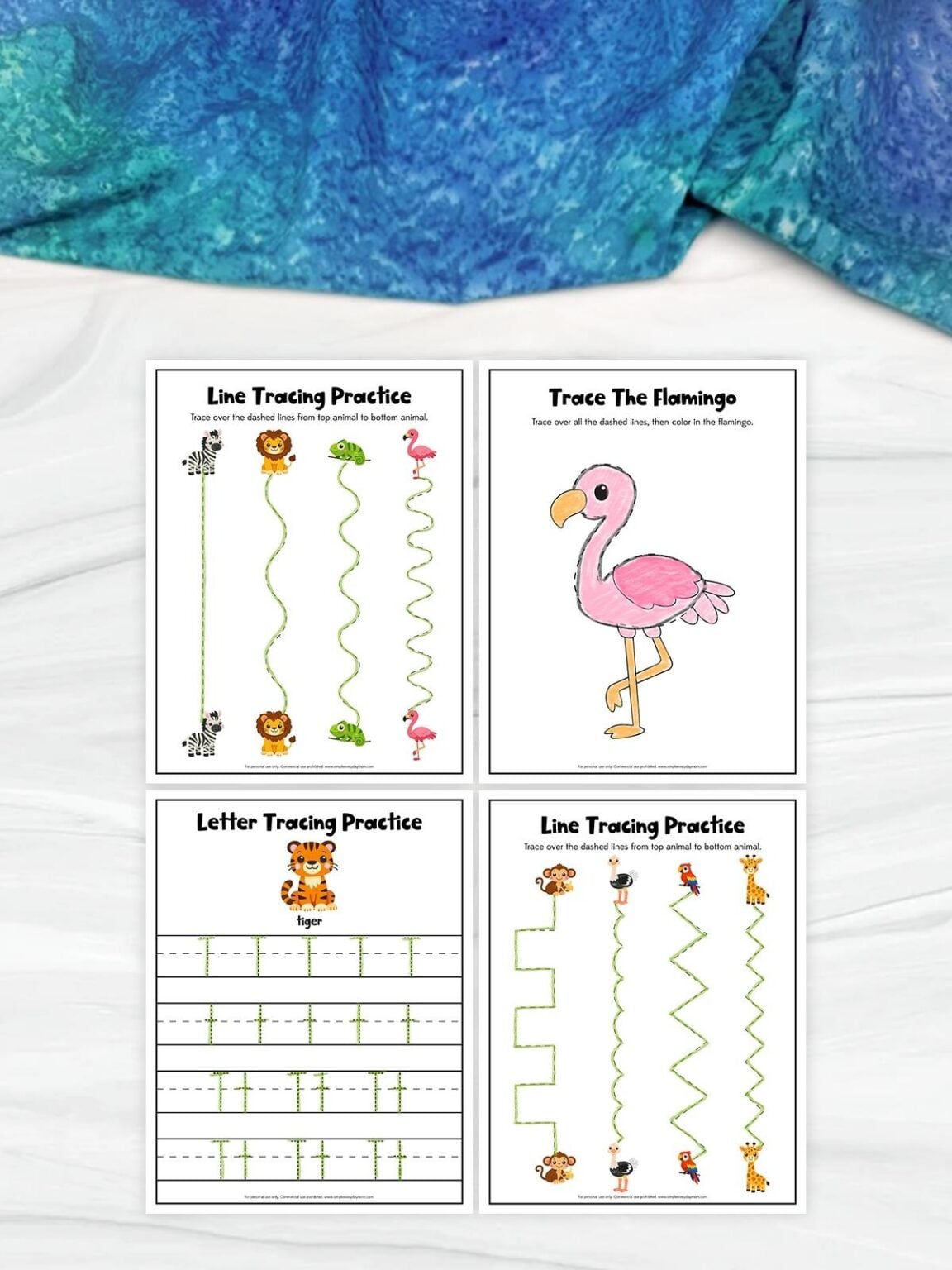 Zoo Animal Tracing Worksheets For Preschool & Kindergarten Kids