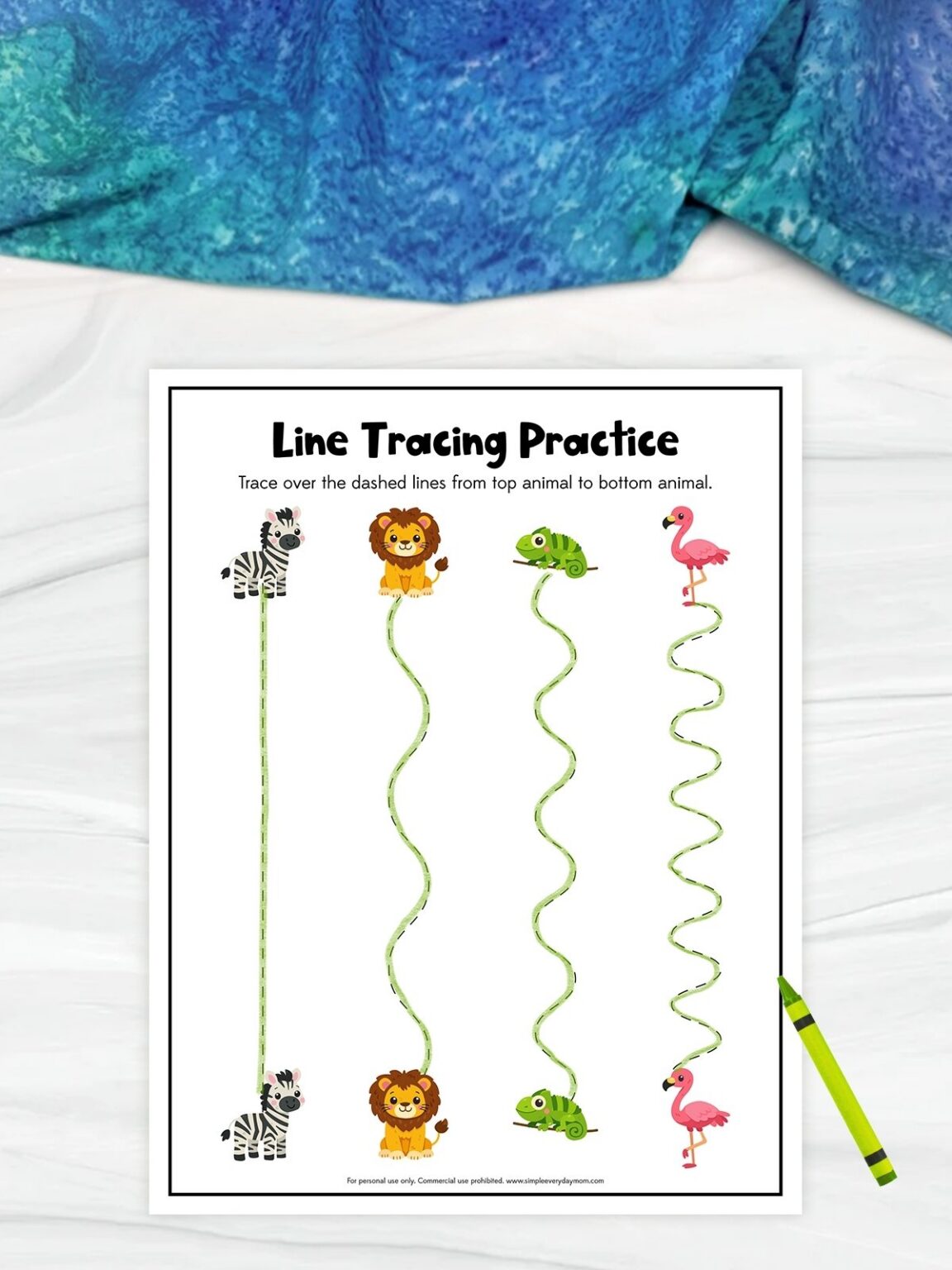 Zoo Animal Tracing Worksheets For Preschool & Kindergarten Kids