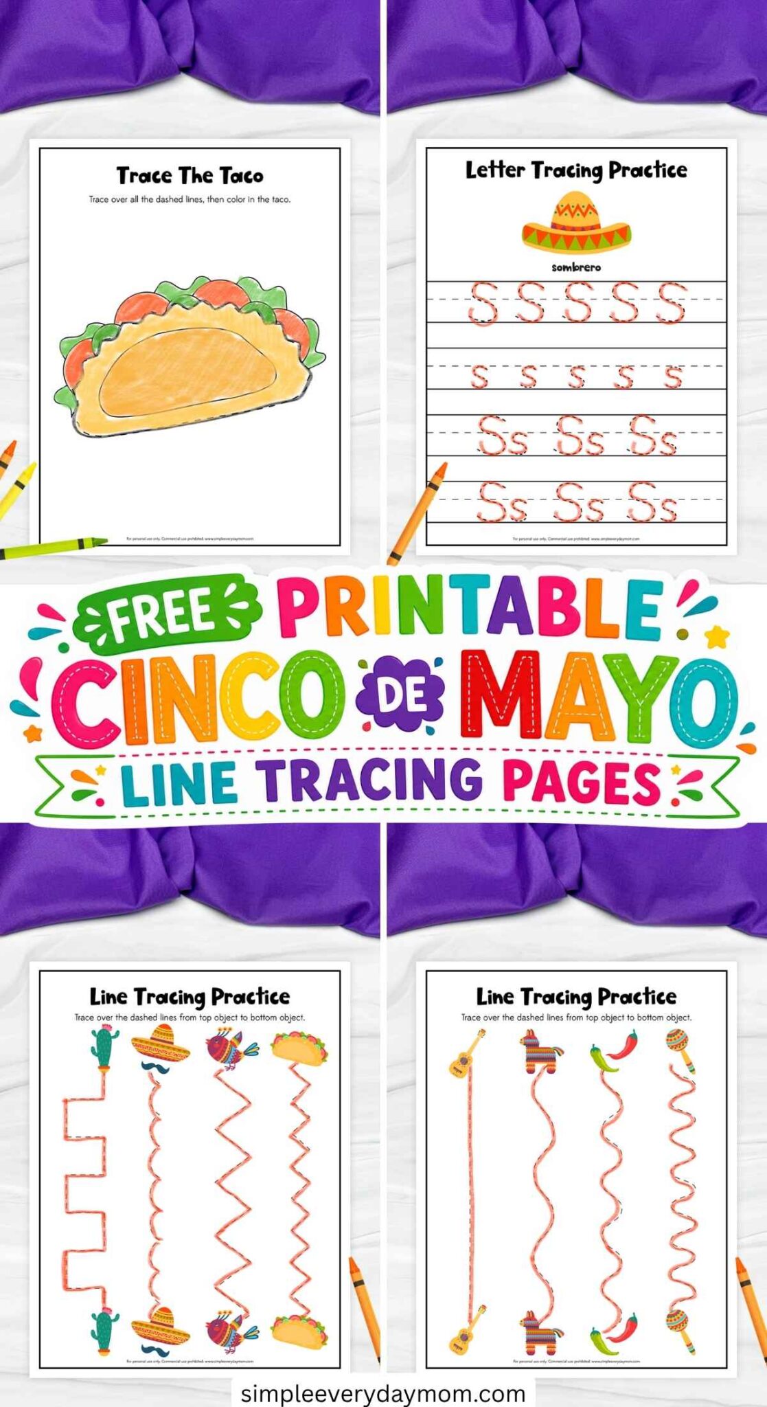 Cinco De Mayo Line Tracing Printables For Pre-K