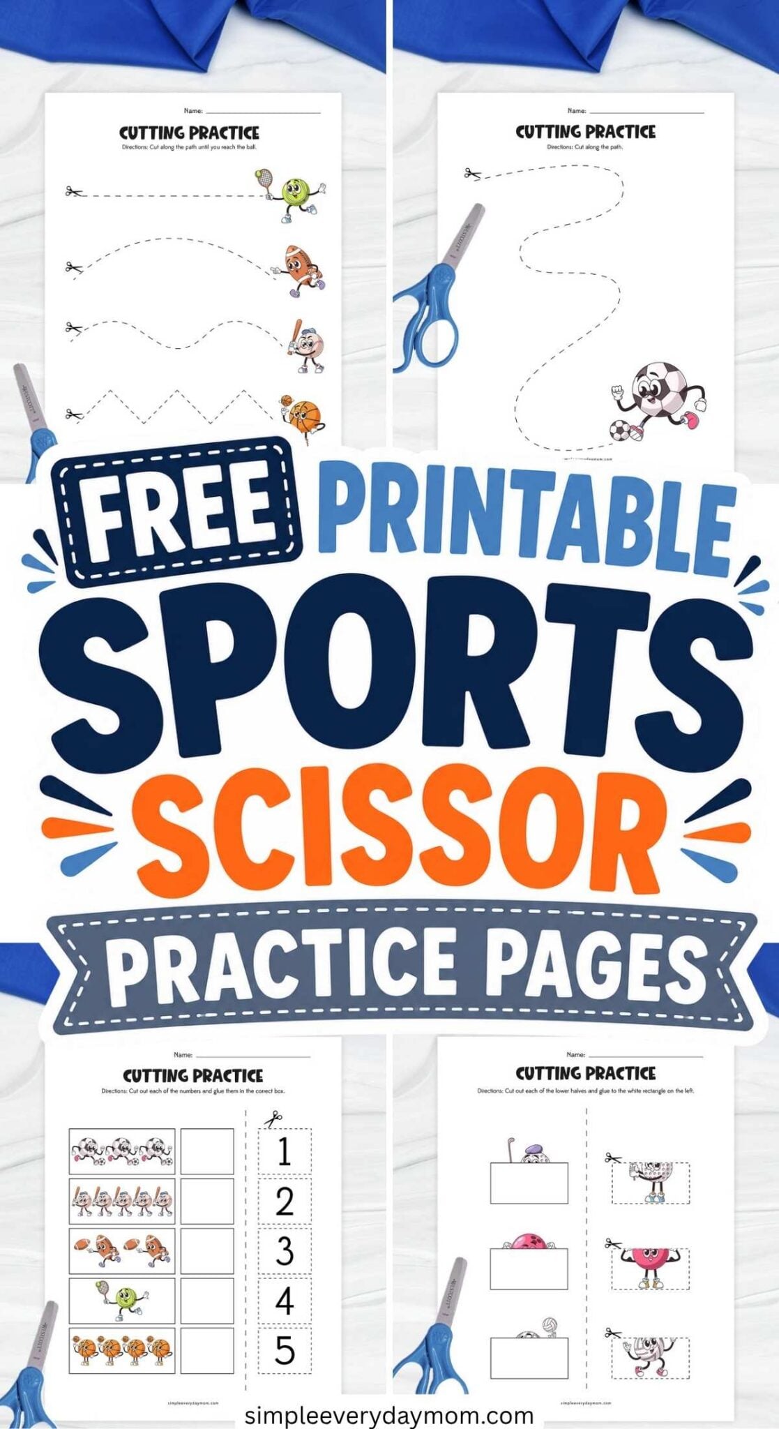 Printable Sports Cutting Worksheets For Preschool Boys
