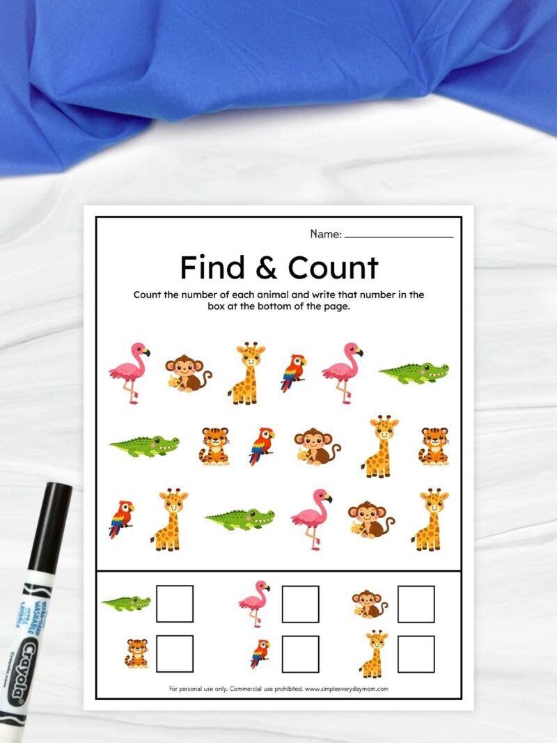 Zoo Animal Counting Worksheets For Pre-K And Kindergarten Kids