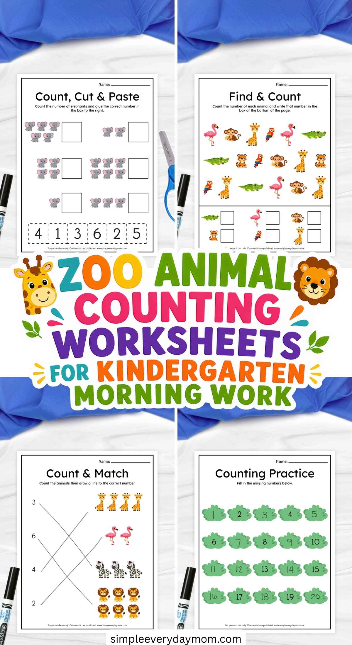 Zoo Animal Counting Worksheets For Pre-K And Kindergarten Kids