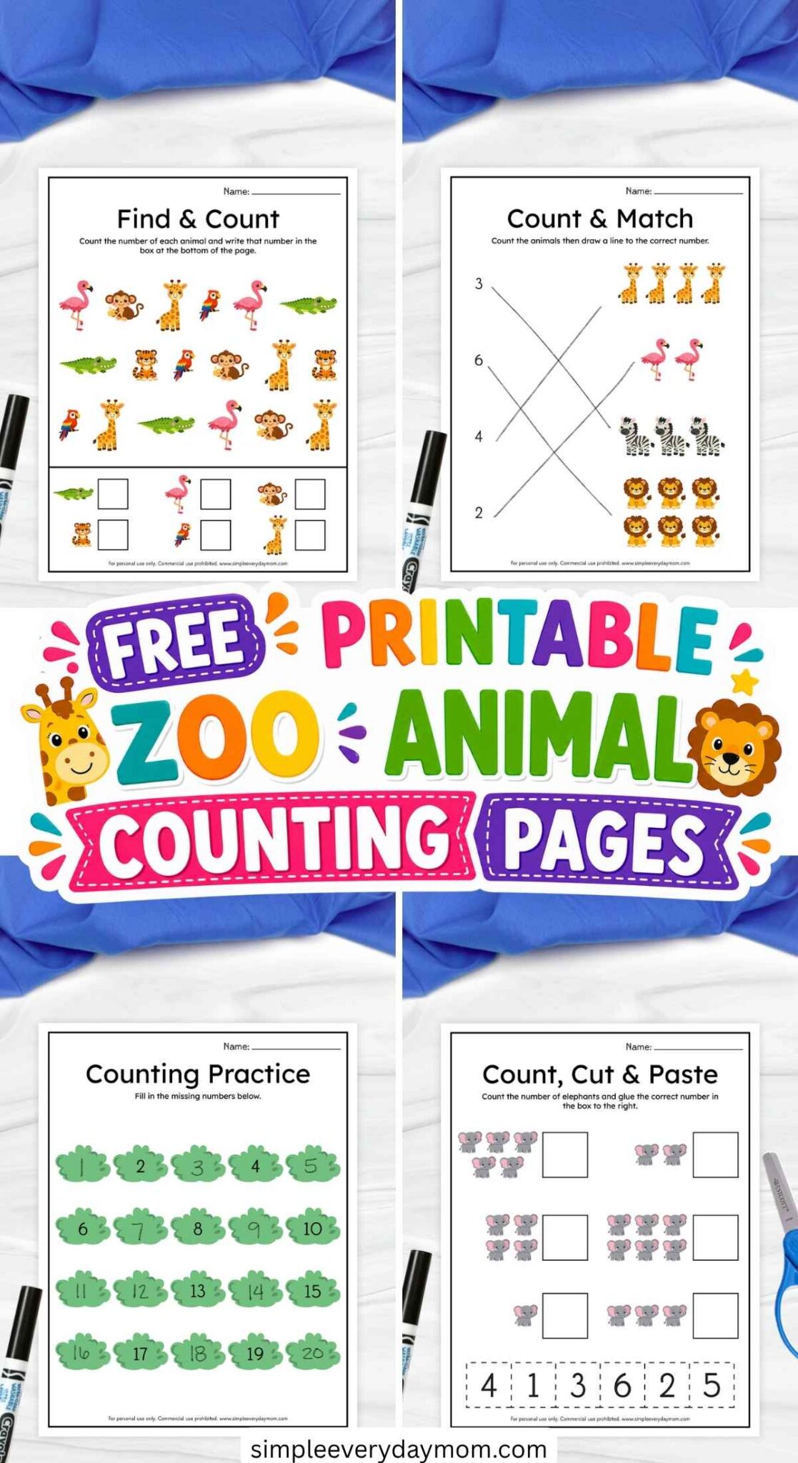 Zoo Animal Counting Worksheets For Pre-K And Kindergarten Kids