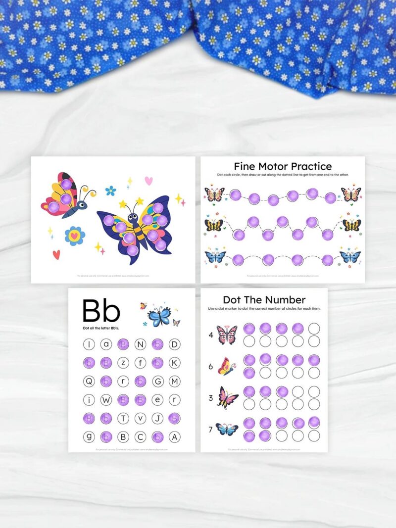 Free Printable Butterfly Do A Dots For Girls